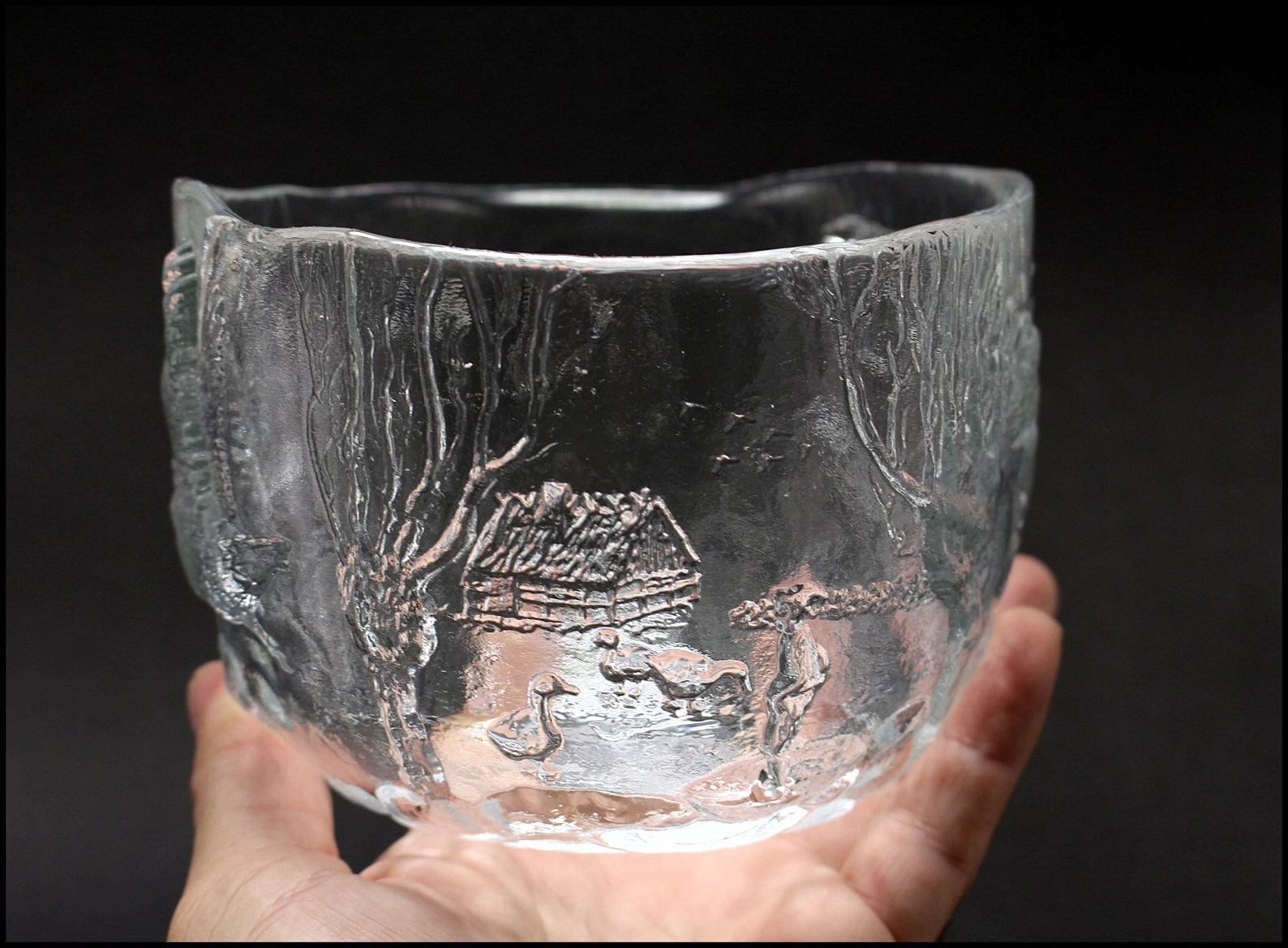 Kosta Boda-crystal Bowl by Kjell Engman,kosta Boda Mother Goose Bowl ...