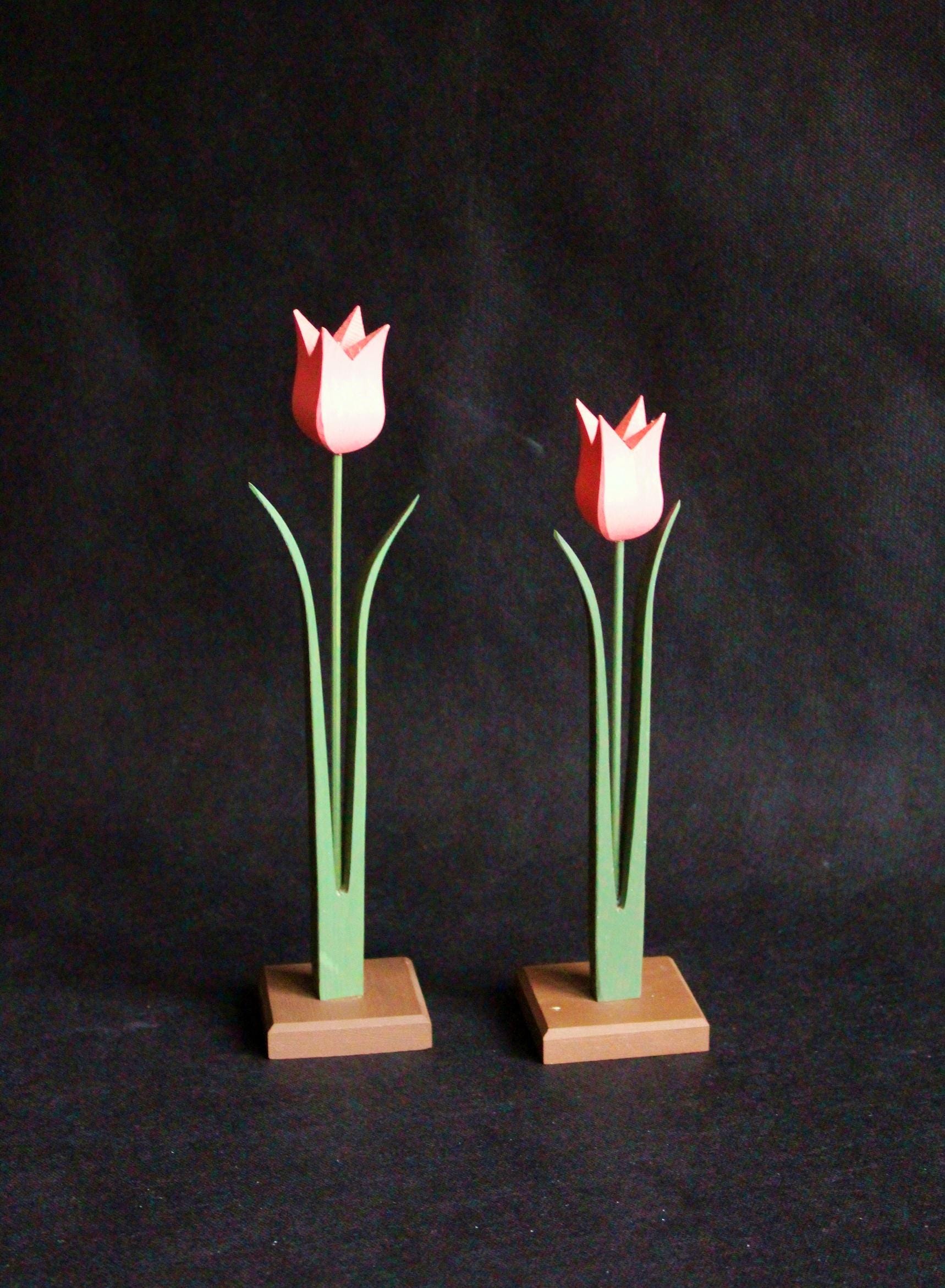 Vintage Swedish Wood Tulips:wooden Tulips on a Stand, Handcrafted ...