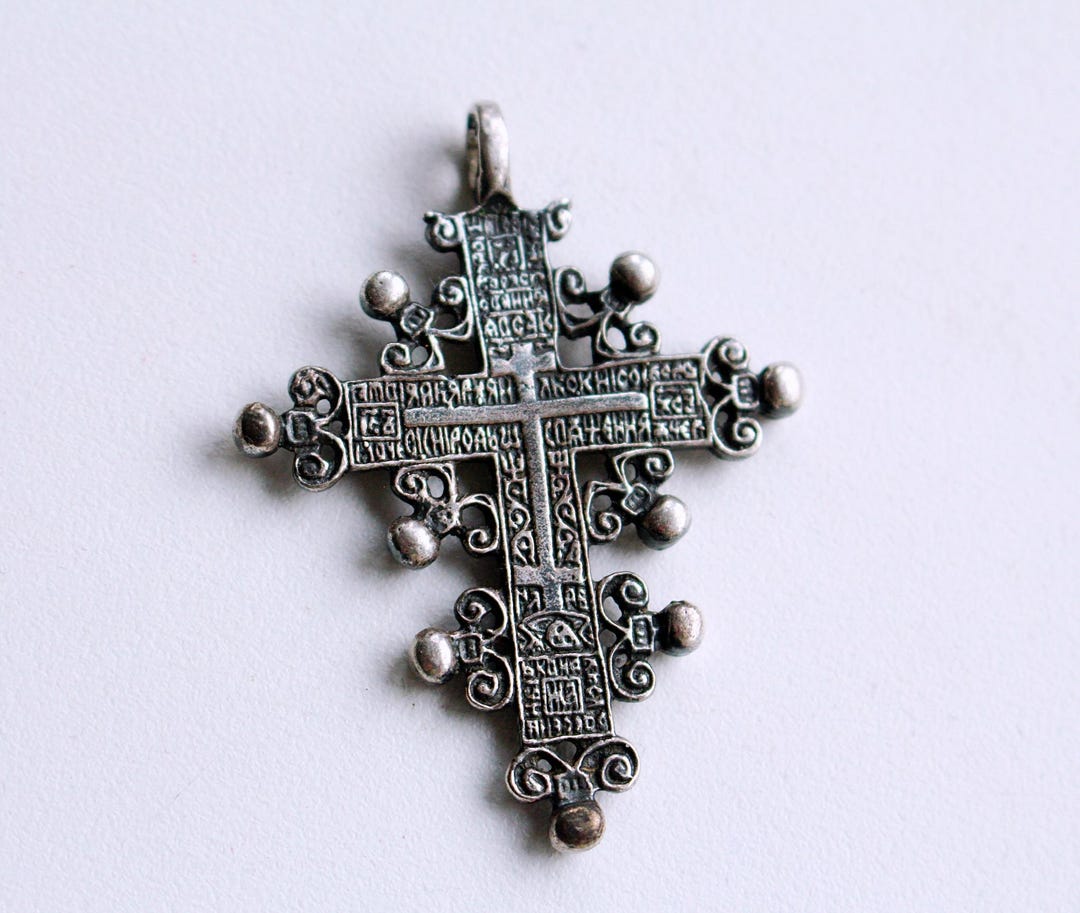LARGE RUSSIAN Cross,russian Christian Orthodox Cross,sterling Silver ...