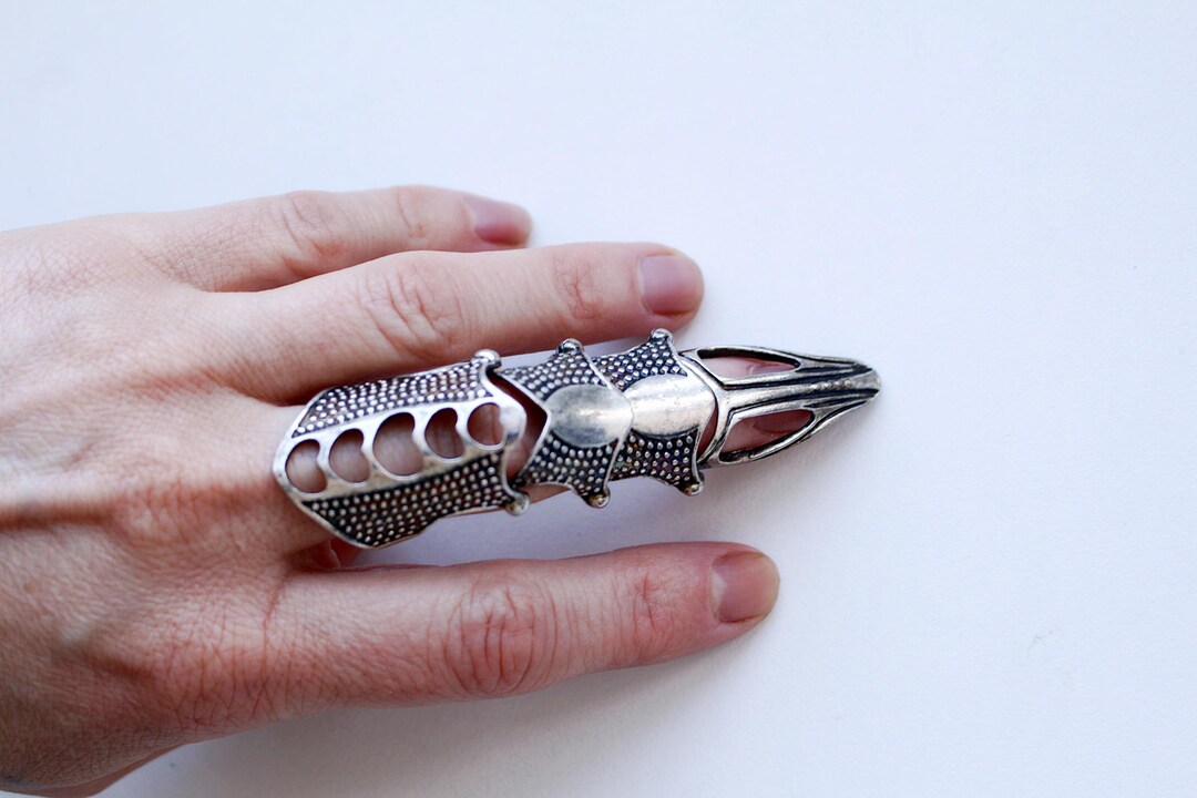 Full Finger Ring Claw Skull Gothic Armor Punk Knight Jewelry Carnival ...