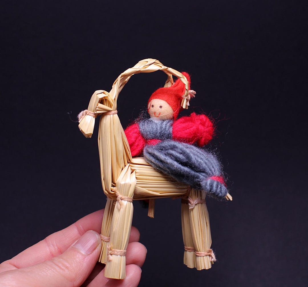 Vintage Scandinavian Christmas Tomte Gnome & Straw Goat Figure - Etsy