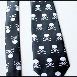 Skull Tie: Men's Black Necktie, Biker Design - Etsy