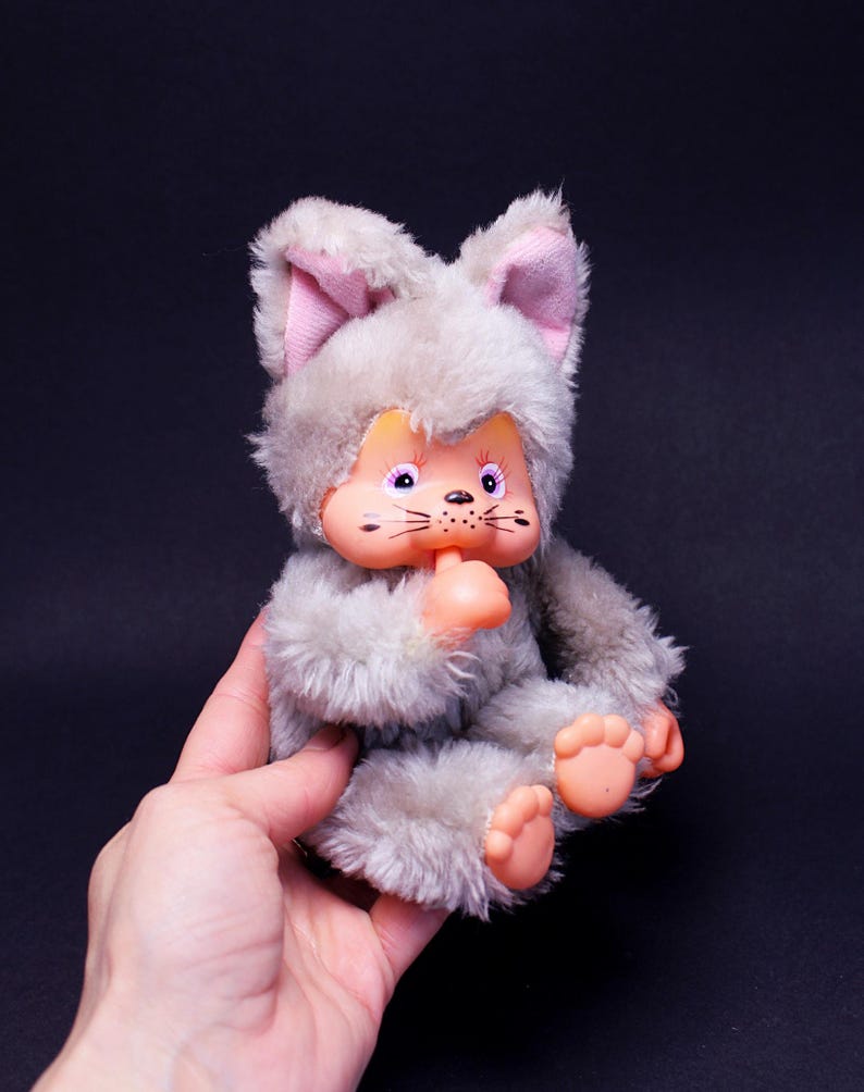 Vintage Monchhichi,monchichi Cat,babychichi Sekiguchi Grey Cat,nyamy ...