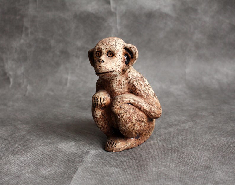 Vintage Ceramic Monkey Figurine: Playful Pottery Decor - Etsy