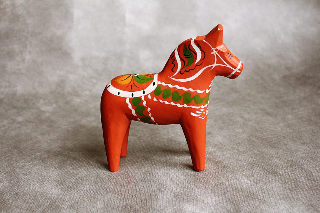 Vintage Hand-painted Dala Horse: Swedish Folk Art Figurine - Etsy