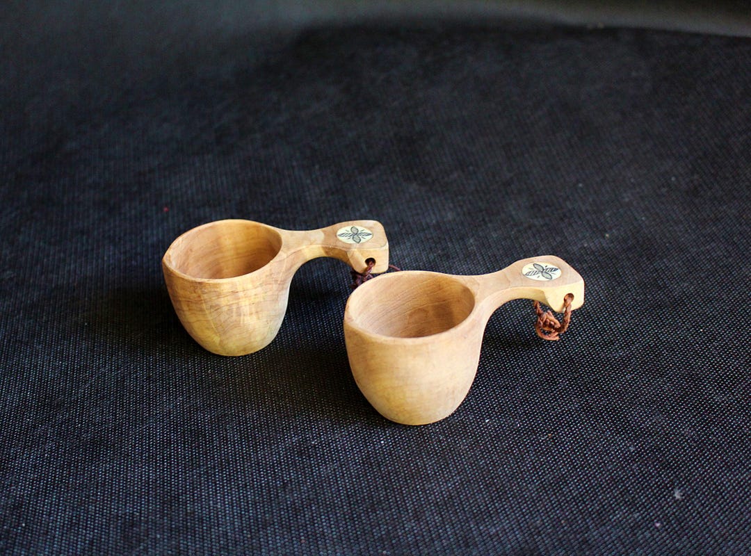 Vintage Scandinavian Wooden Kuksa Cup Set: Traditional Sámi Drinking ...