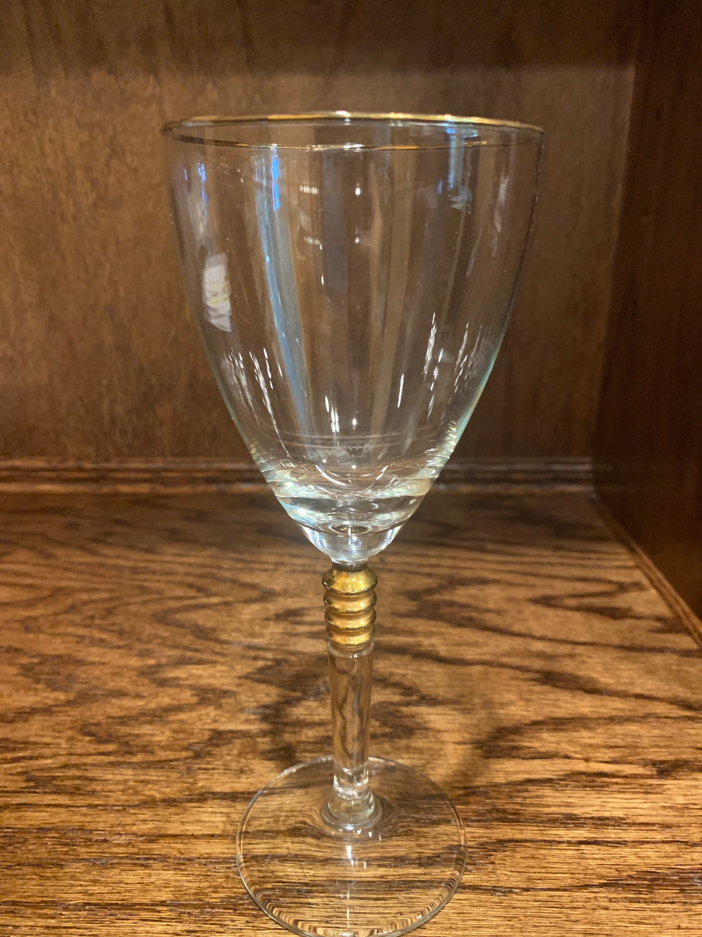 4 Gold Rimmed Wine Glasses With 4 Discs on Stem - Etsy