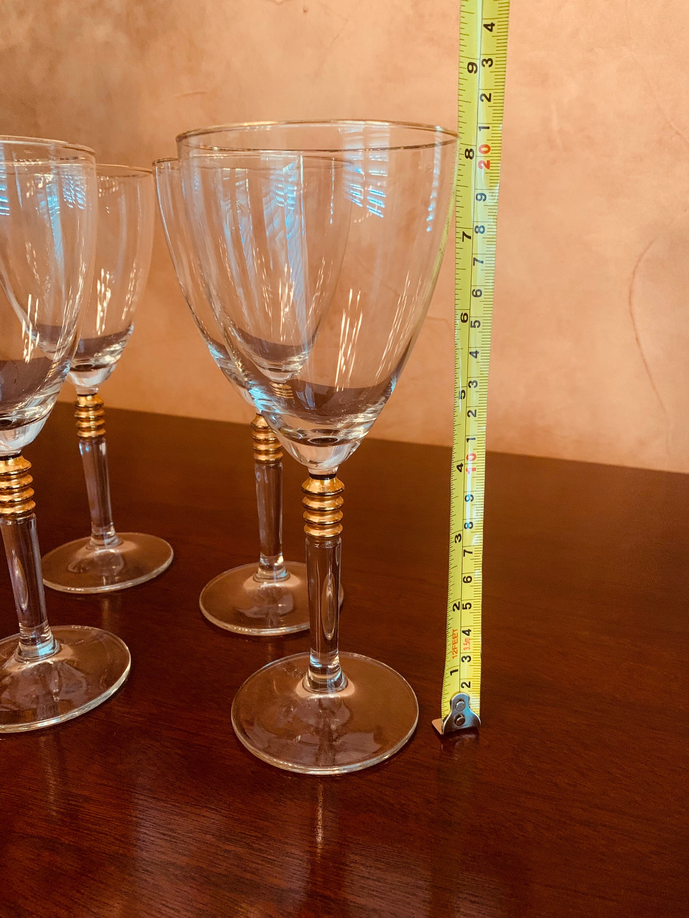 4 Gold Rimmed Wine Glasses With 4 Discs on Stem - Etsy