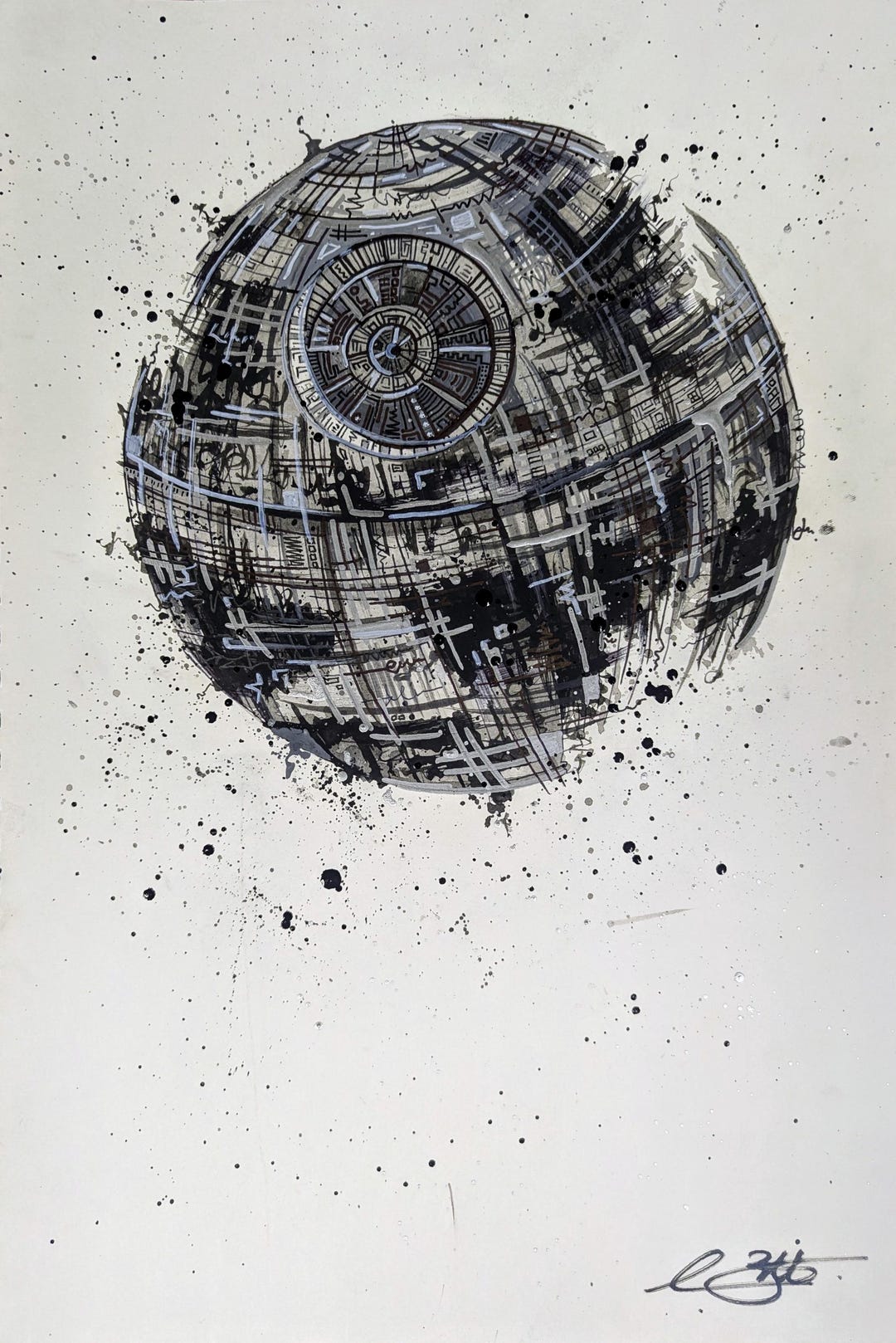Star Wars Death Star Drawing Star Wars Illustration Death Star Art Star ...
