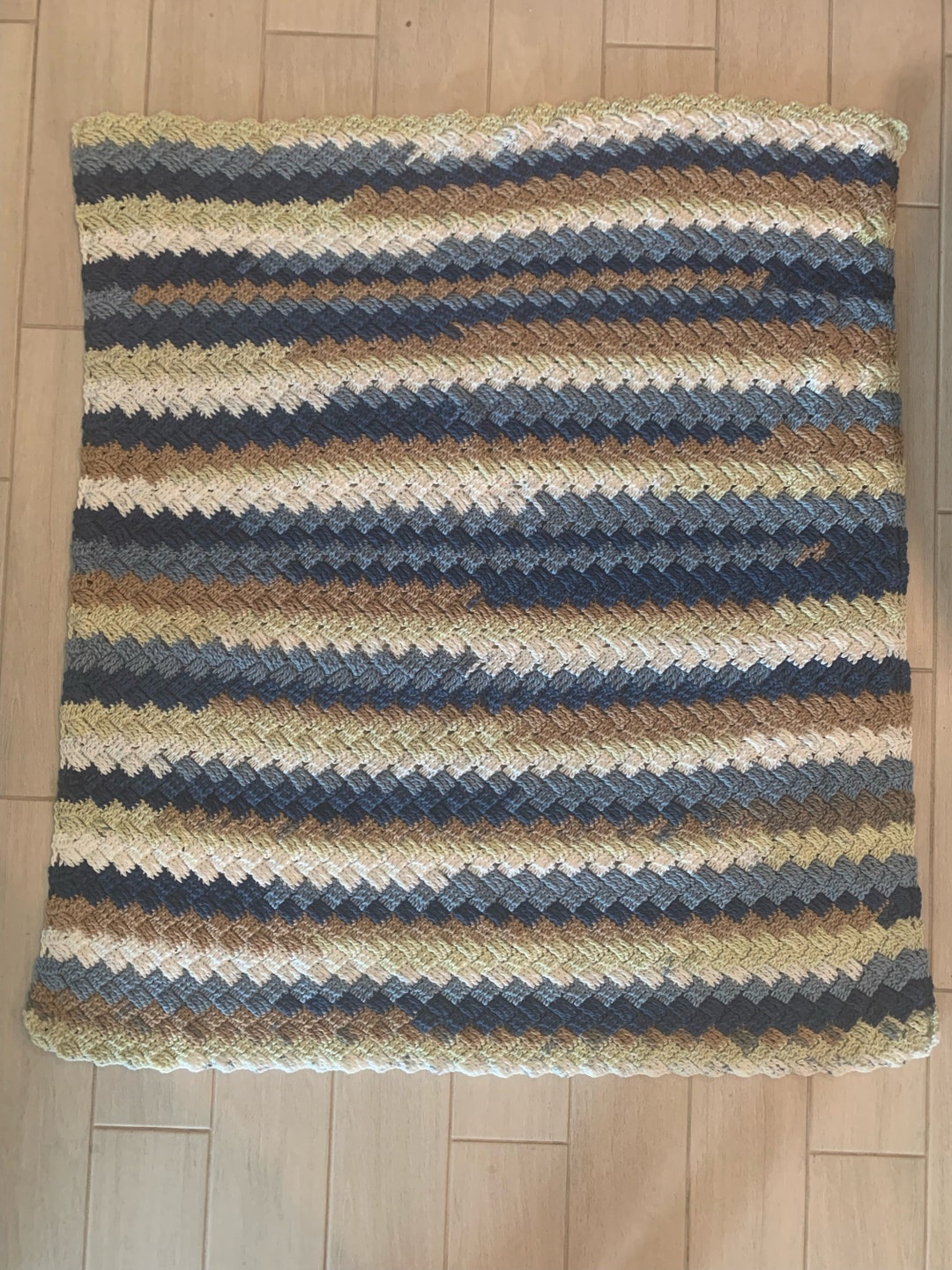 Blue Striped Afghan - Etsy