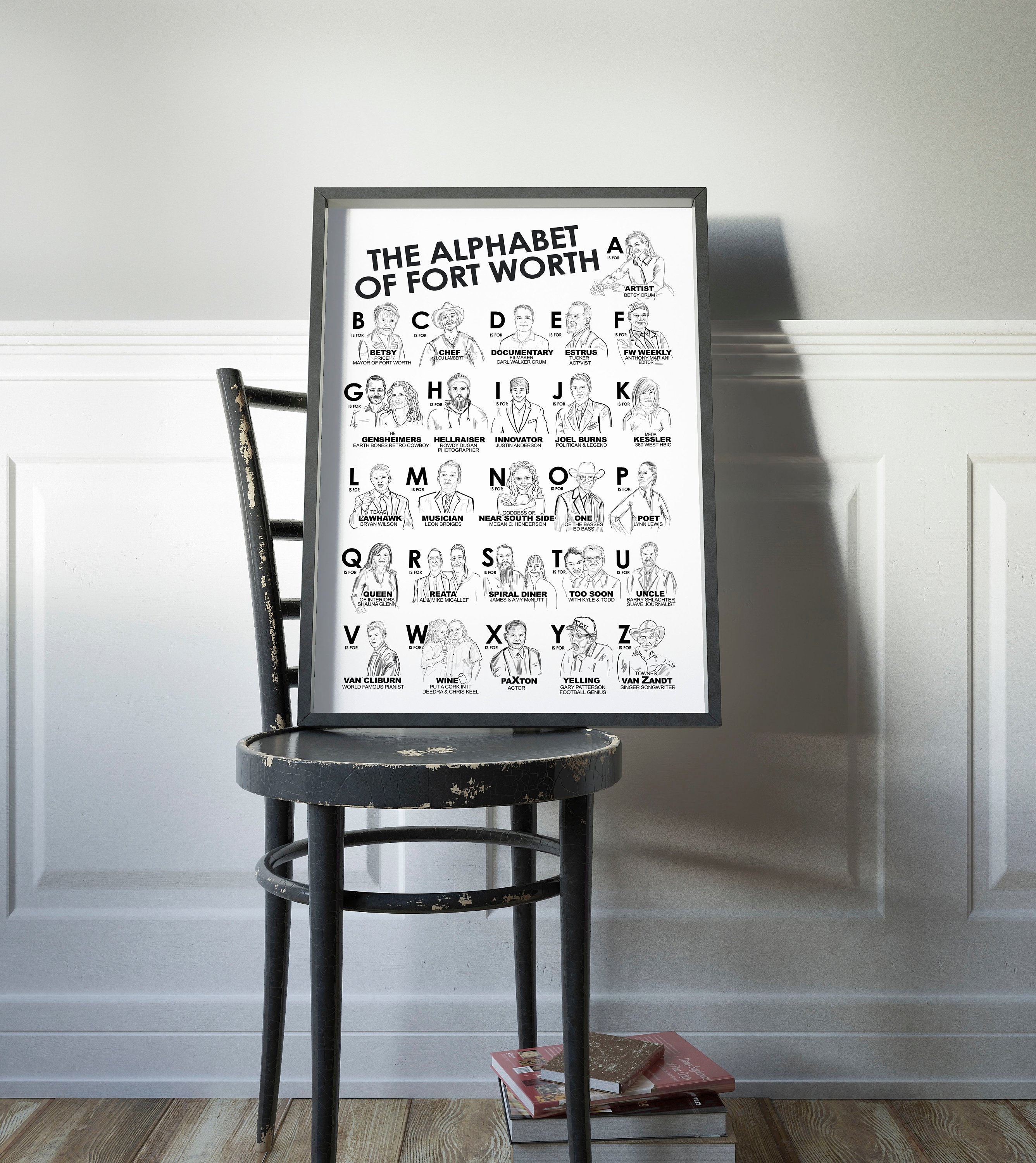 FORT WORTH TEXAS Alphabet People of Fort Worth Hand Drawn | Etsy