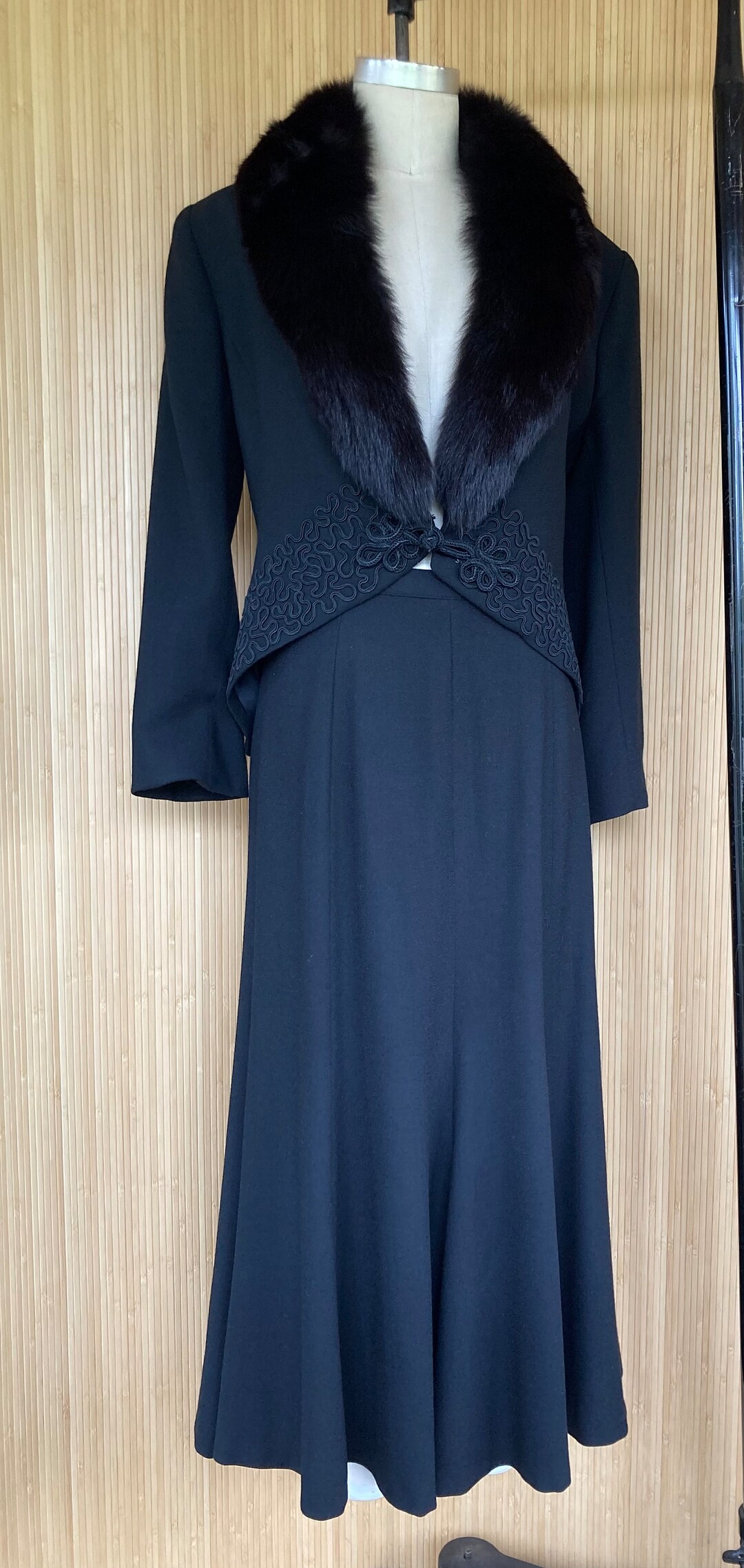 Stunning Fur Collared Soutache Jacket and Flounced Hem Skirt - Etsy