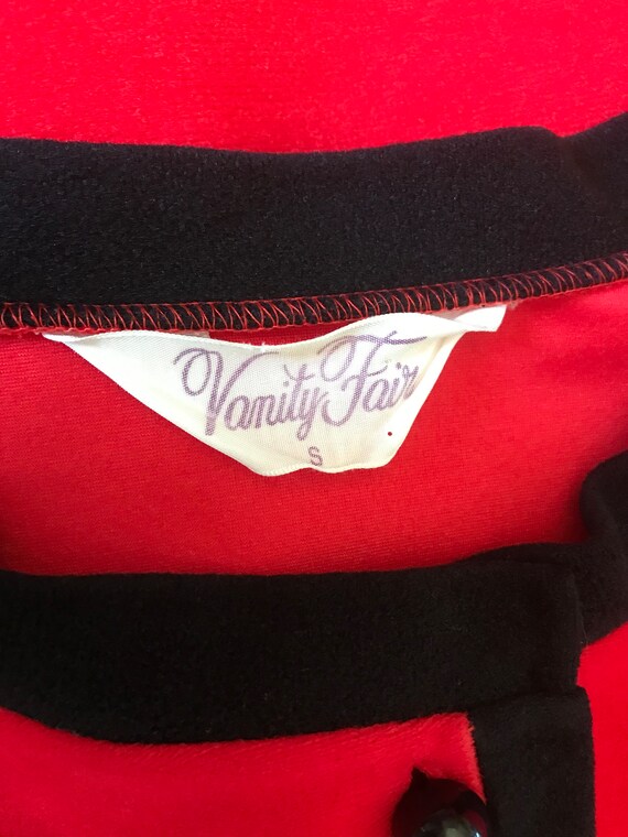 1970s Vanity Fair Cherry Red Velour Robe - Gem