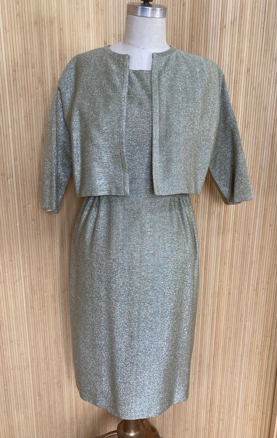 1960s Cathy Gray Metallic Gold Dress & Jacket - Gem
