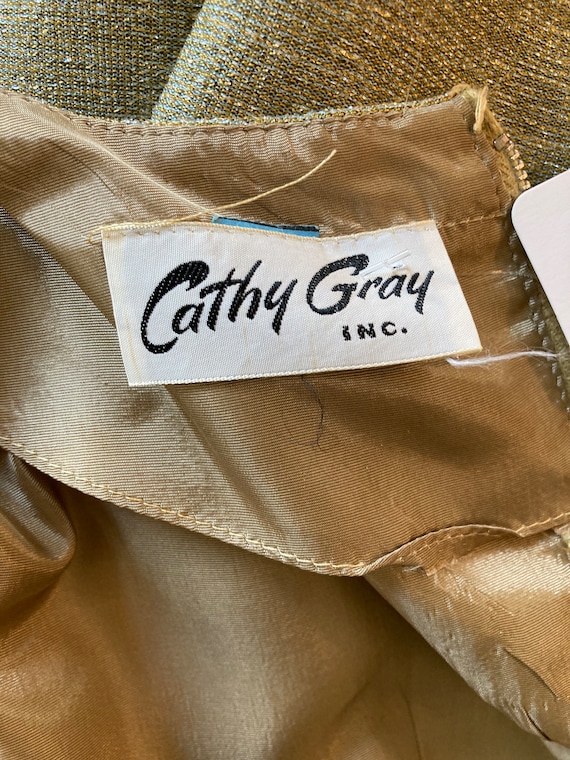 1960s Cathy Gray Metallic Gold Dress & Jacket - Gem