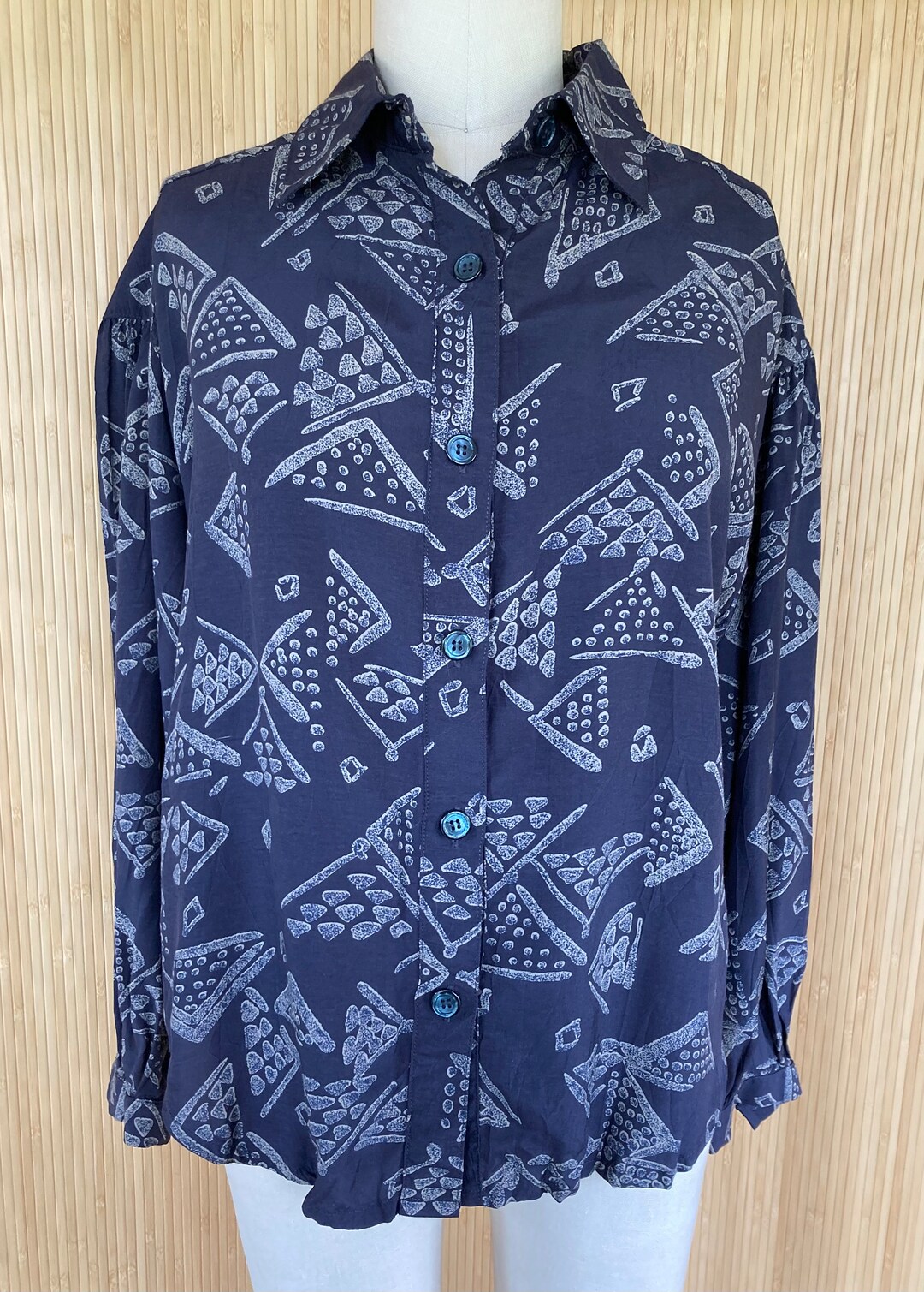 1970s Lady Sansabelt Batik-like Print Shirt - Etsy