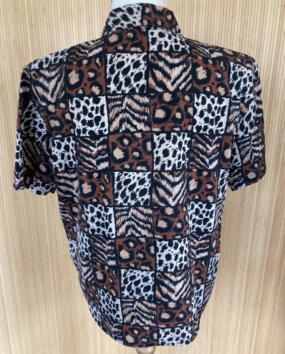 1980s Cricket Lane Collection Animal Print Camp Shirt - Gem