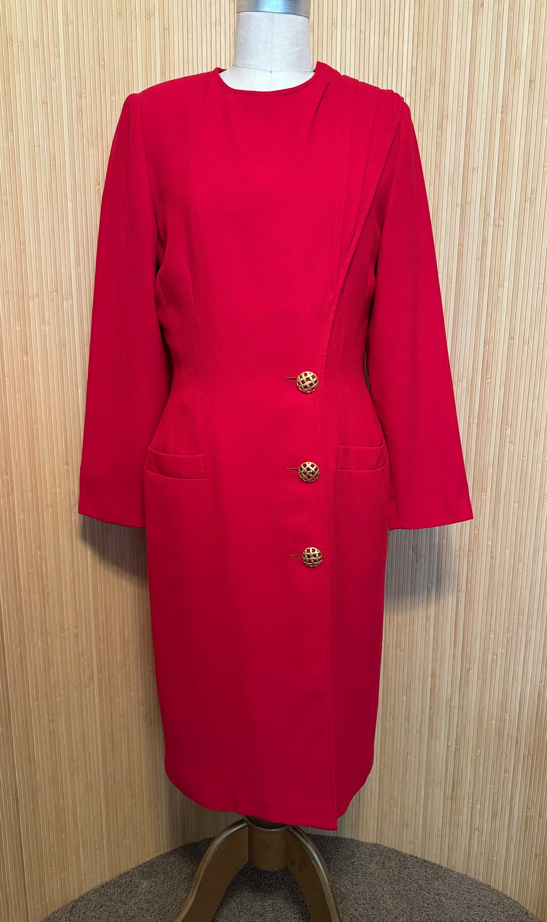 Vintage Red Lady Boss Power Dress by Kasper - Etsy
