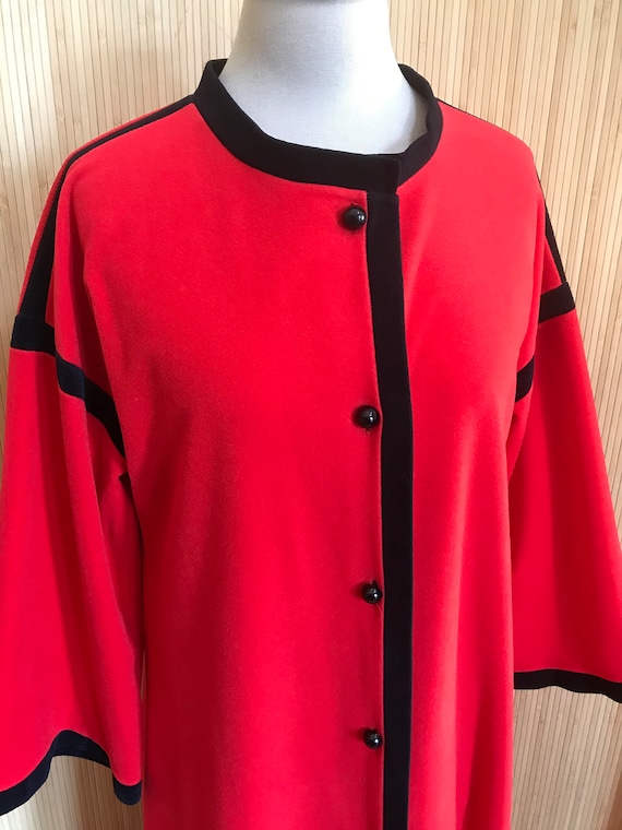 1970s Vanity Fair Cherry Red Velour Robe - Gem