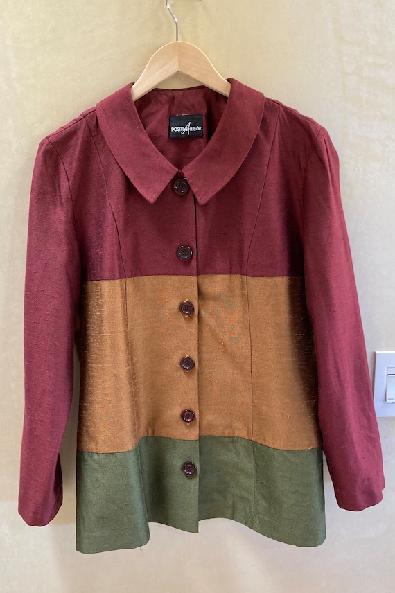 1990s Positive Attitude Color Block Jacket - Gem