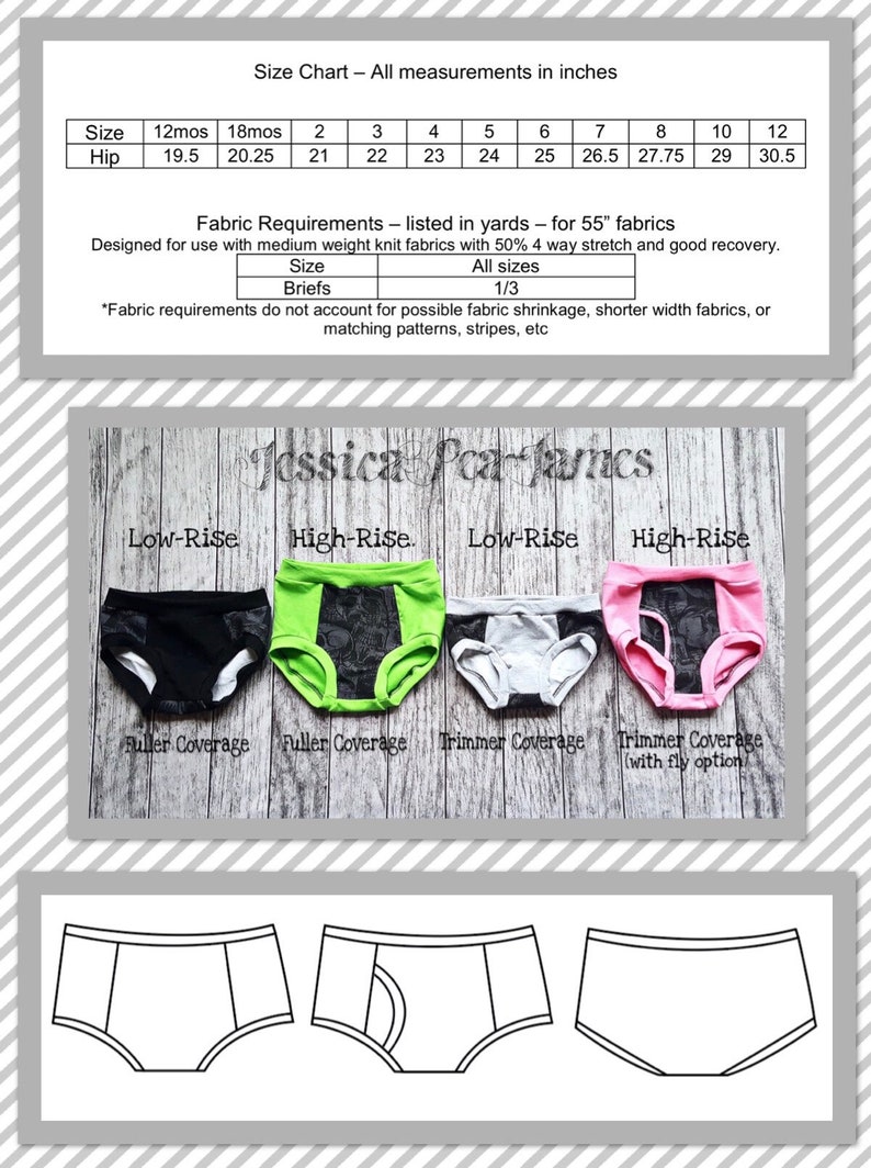Kid's Briefs PDF Sewing Pattern, Underwear Pattern, Functional Fly ...