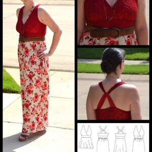 PDF Sewing Pattern Dress Top Surplice Front Dress Cross Back Top ...