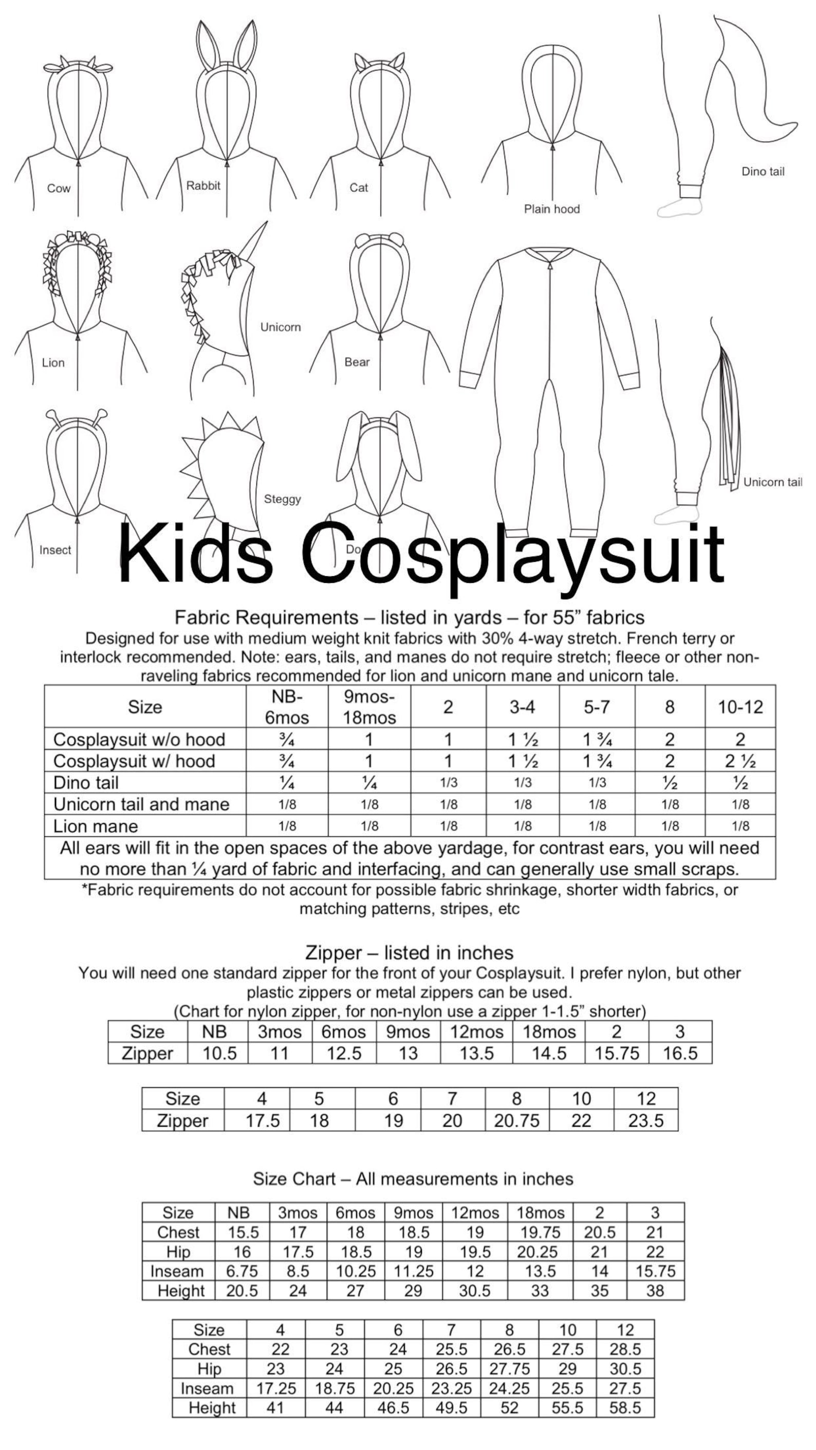 Kids Cosplaysuit PDF Sewing Pattern Bodysuit Pajamas - Etsy Australia