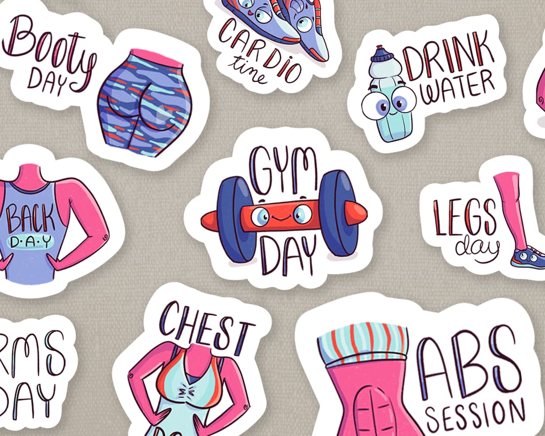Gym and Workout Day Planner Printable Stickers. Fitness Digital Sticker ...
