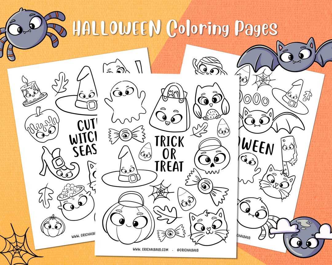 Halloween Coloring Page for Kids. Cute Whimsical Printable Coloring ...