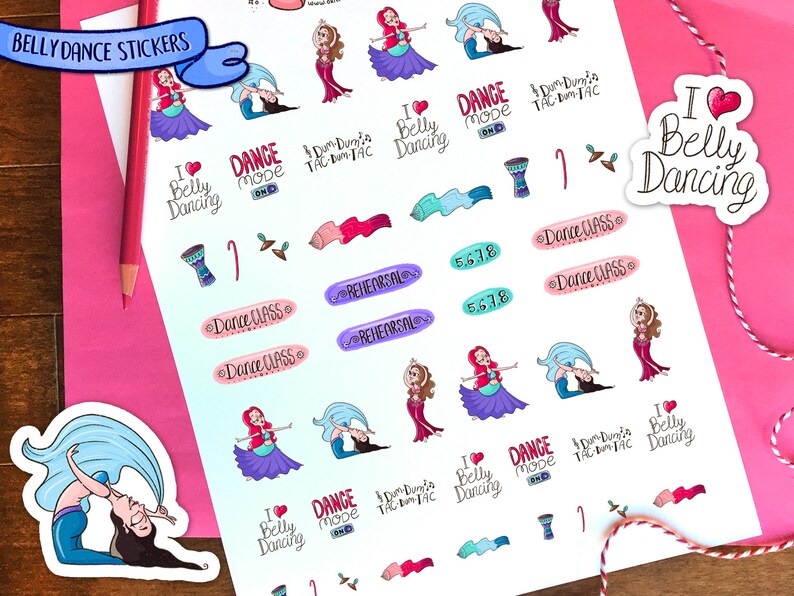 Bellydance printable Stickers Dance Class Planner Sheet | Etsy