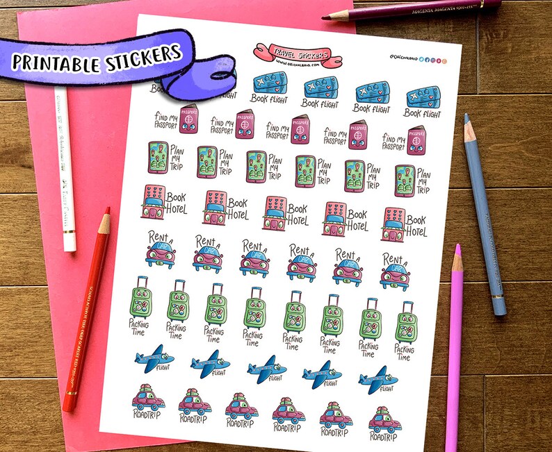Travel printable Stickers Book Flight Ticket Planning | Etsy