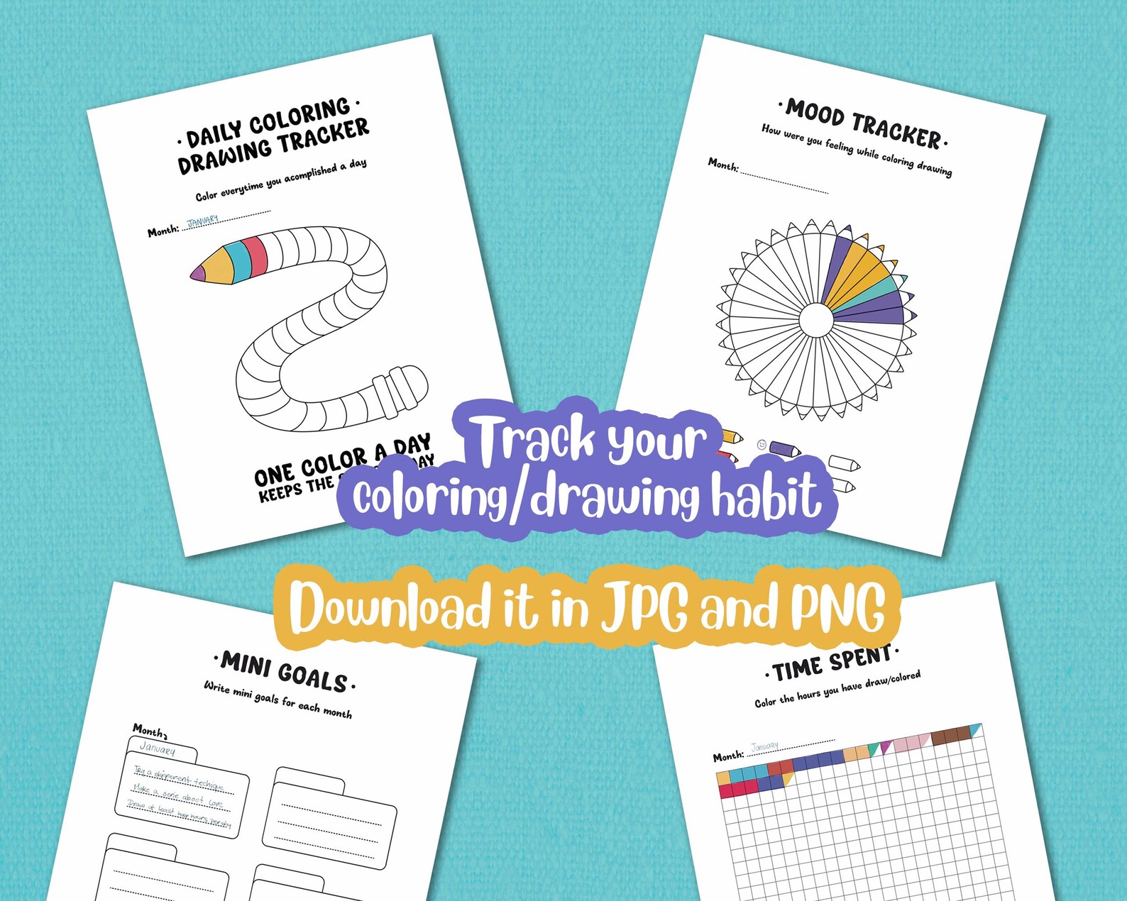 Coloring Tracker, Drawing Tracker Journal, Pages to Track Your Coloring ...