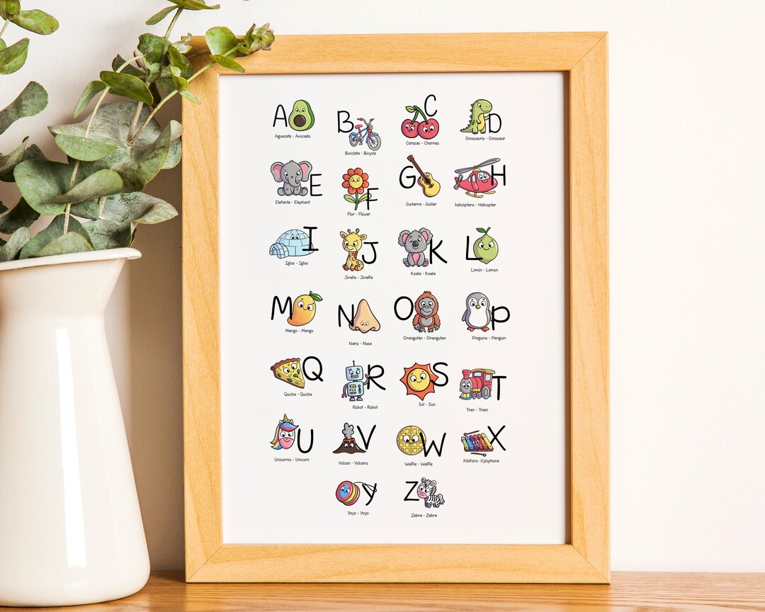 Bilingual ABC, Spanish English Alphabet Poster, Nursery Art ...