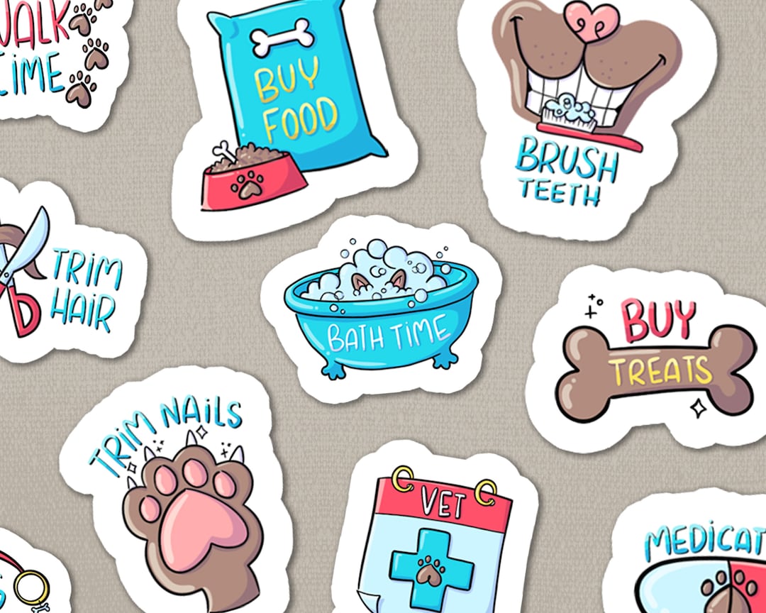 Dog Care Planner Printable Stickers. Puppy Services Journal Digital ...