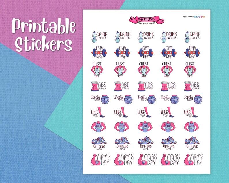Gym and Workout Day Planner Printable Stickers | Etsy
