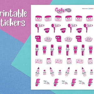 Curly Hair Printable Planner Stickers. Curls Products Digital Ready to ...