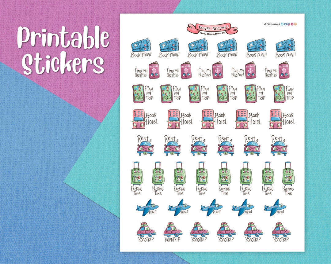 Travel Printable Stickers Book Flight Ticket Planning - Etsy
