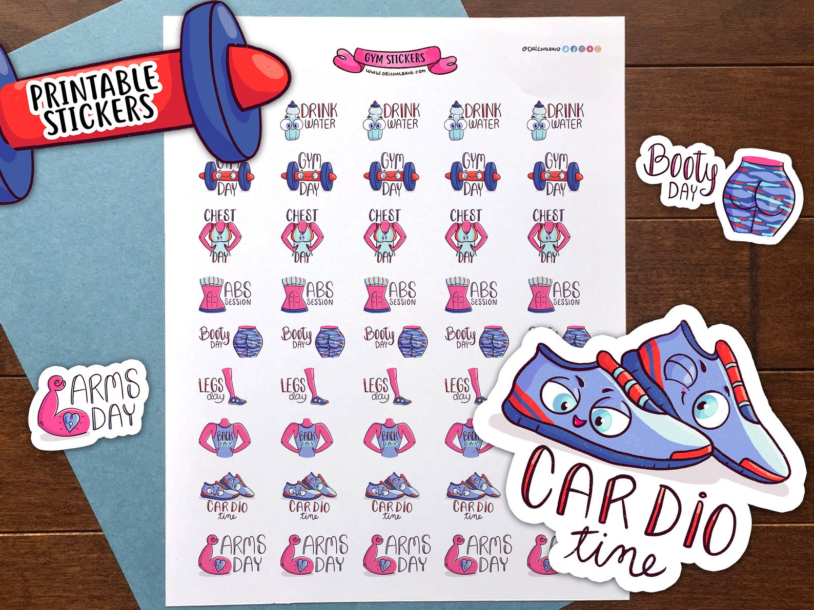 Gym and Workout Day Planner Printable Stickers | Etsy