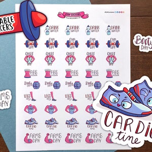 Gym and Workout Day Planner Printable Stickers. Fitness Digital Sticker ...