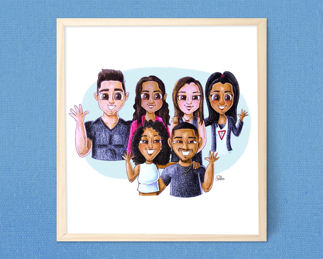 Siblings Portrait Family Drawing Brother and Sister Cartoon - Etsy