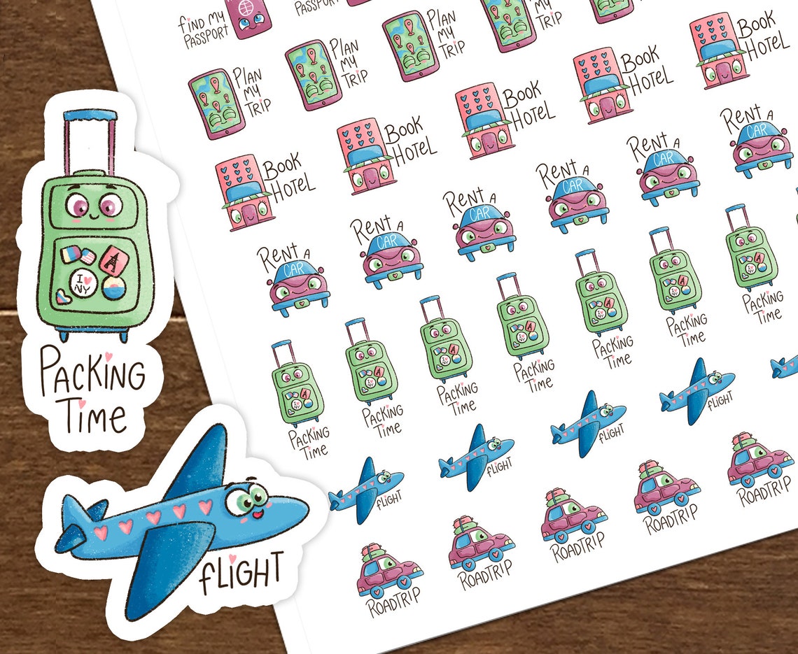 Travel Printable Stickers Book Flight Ticket Planning - Etsy