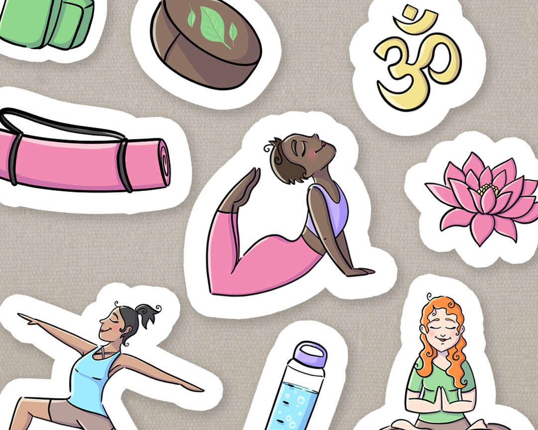 Yoga Printable Stickers. Yoga Girls Journal Digital. Yoga Pose Sticker ...