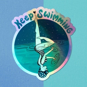 Holographic Sticker Synchronized Swimming Girl, Pool Girl Swimmer Decal ...