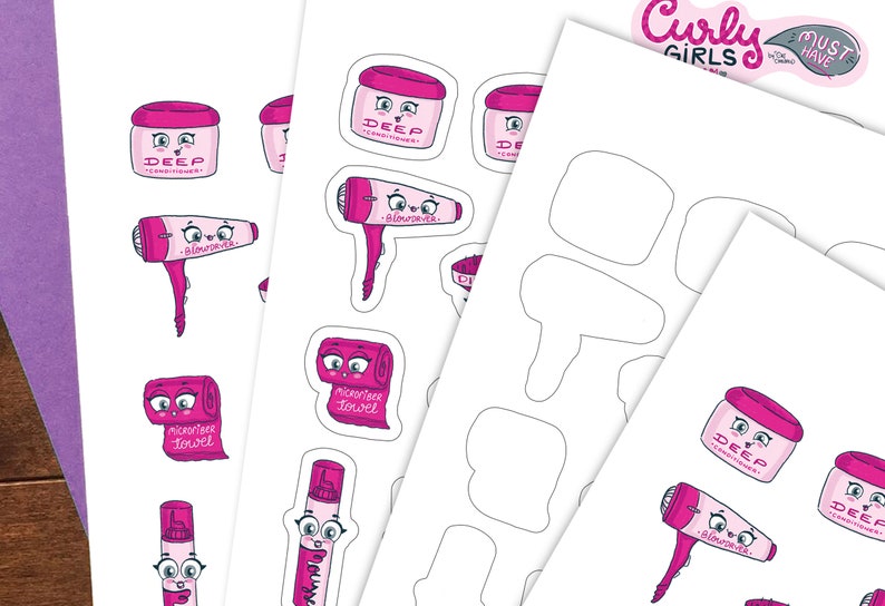 Curly Hair Printable Planner Stickers. Curls Products Digital Ready to ...