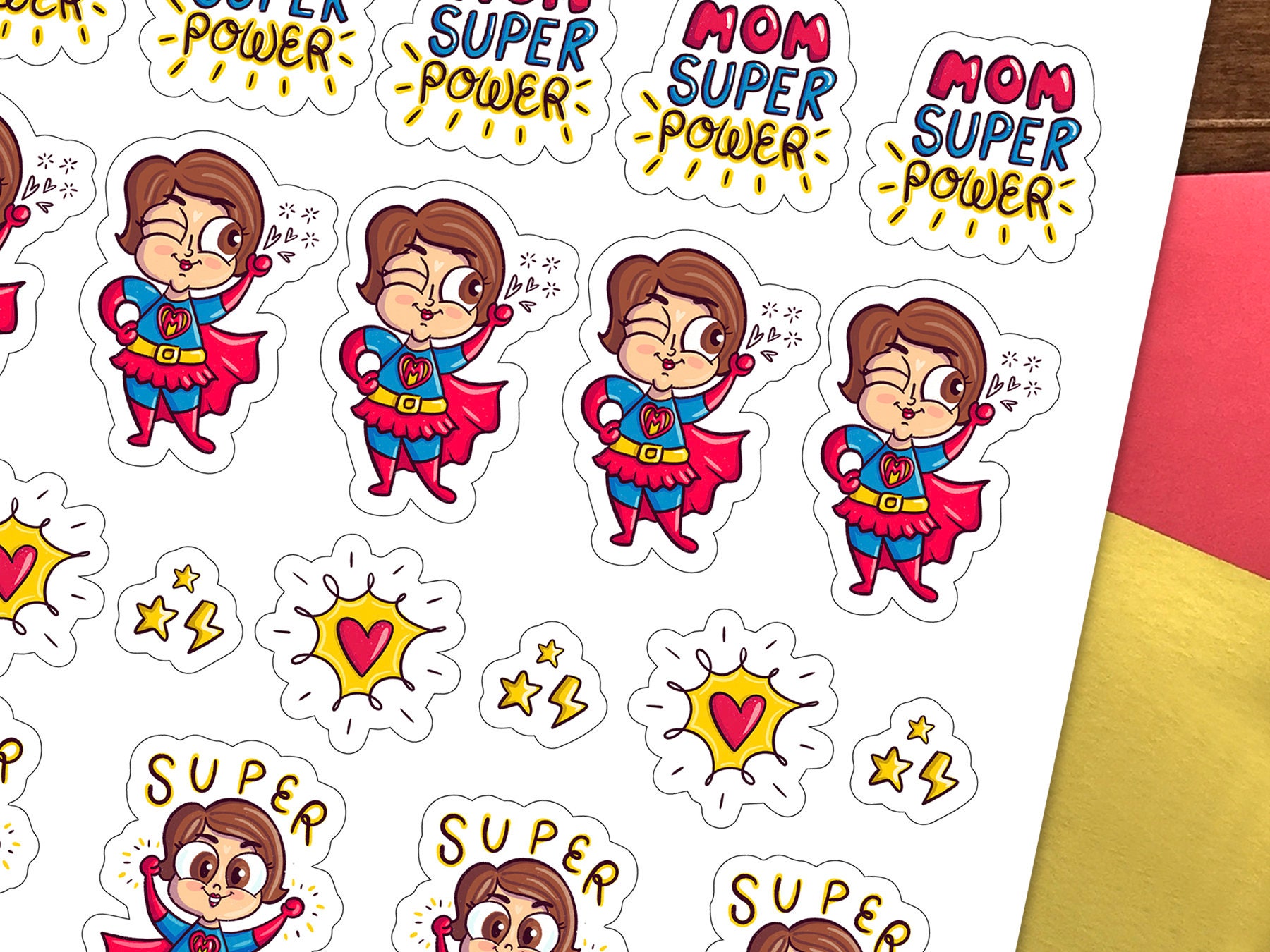Super Mom Sticker, Super Mother's Day Printable Stickers. Woman Power ...