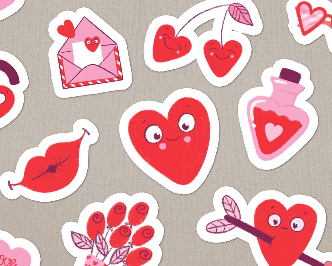 Valentines Planner Printable Stickers. Love Heart Journal Digital ...