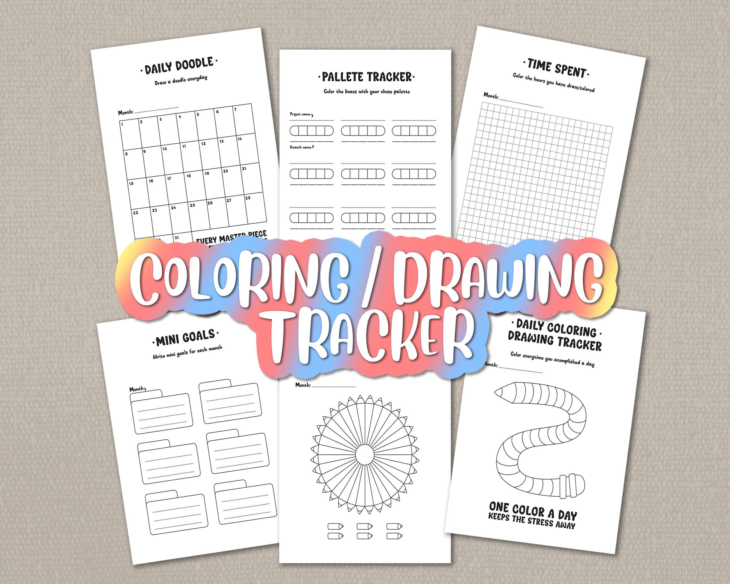 Coloring Tracker, Drawing Tracker Journal, Pages to Track Your Coloring ...