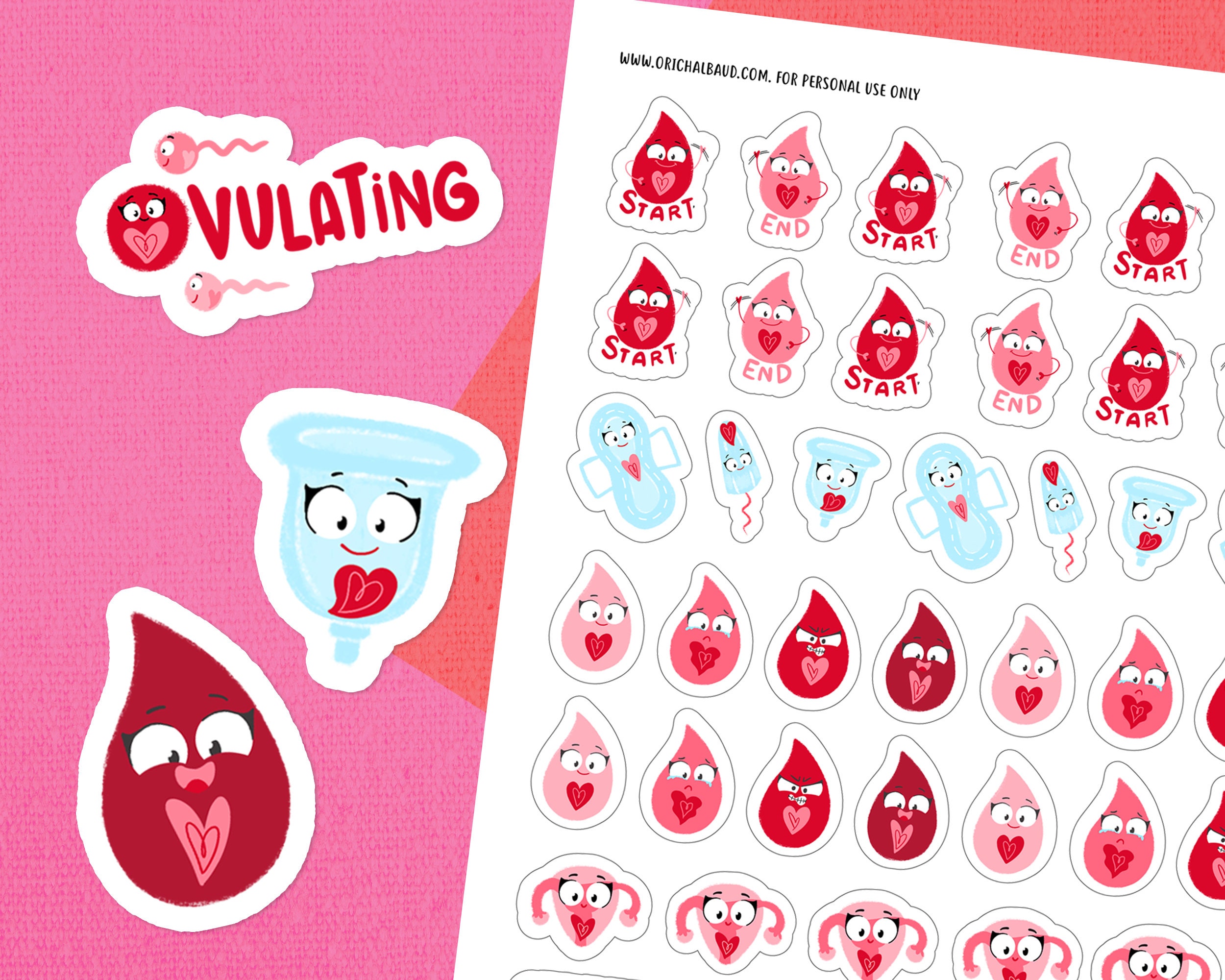 Period Tracker Printable Stickers. Monthly Cycle Planner. Journal ...