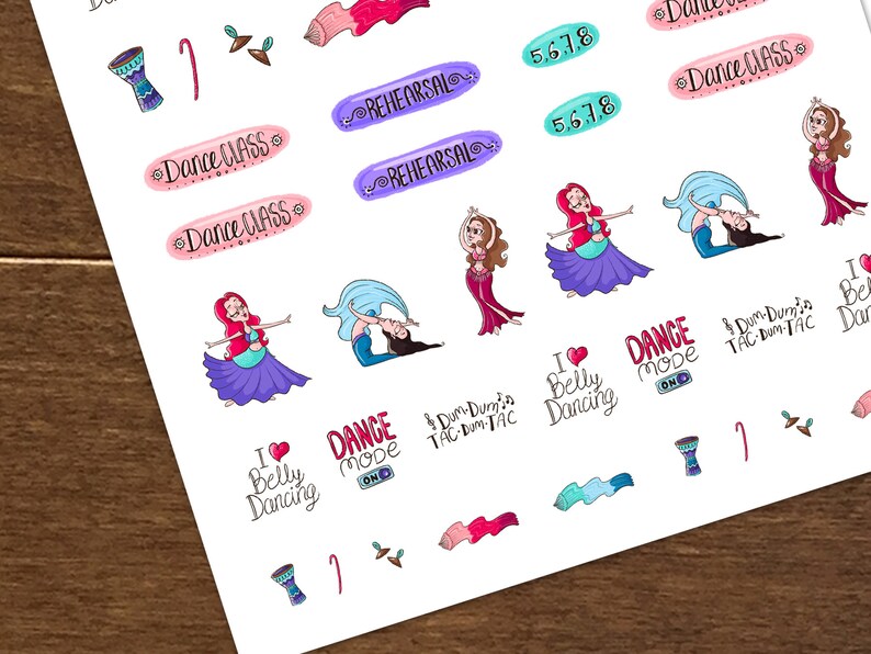 Bellydance Printable Stickers Dance Class Planner Sheet - Etsy