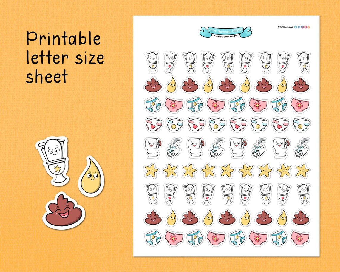 Potty Training Planner Printable Stickers. Potty Chart Digital ...